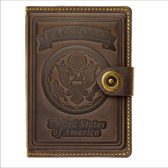 Bags | Leather Rfid Blocking Passport Cover Id Wallet | Poshmark